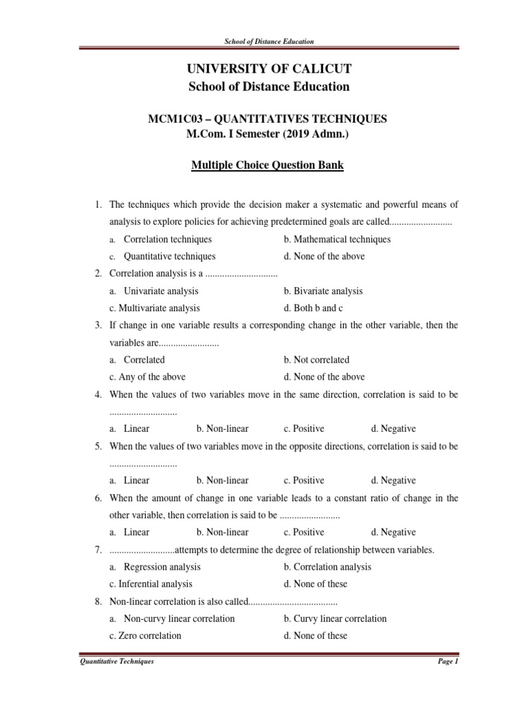 Quantitative Techniques - 1 | Download Free PDF | Regression Analysis | Linear Regression