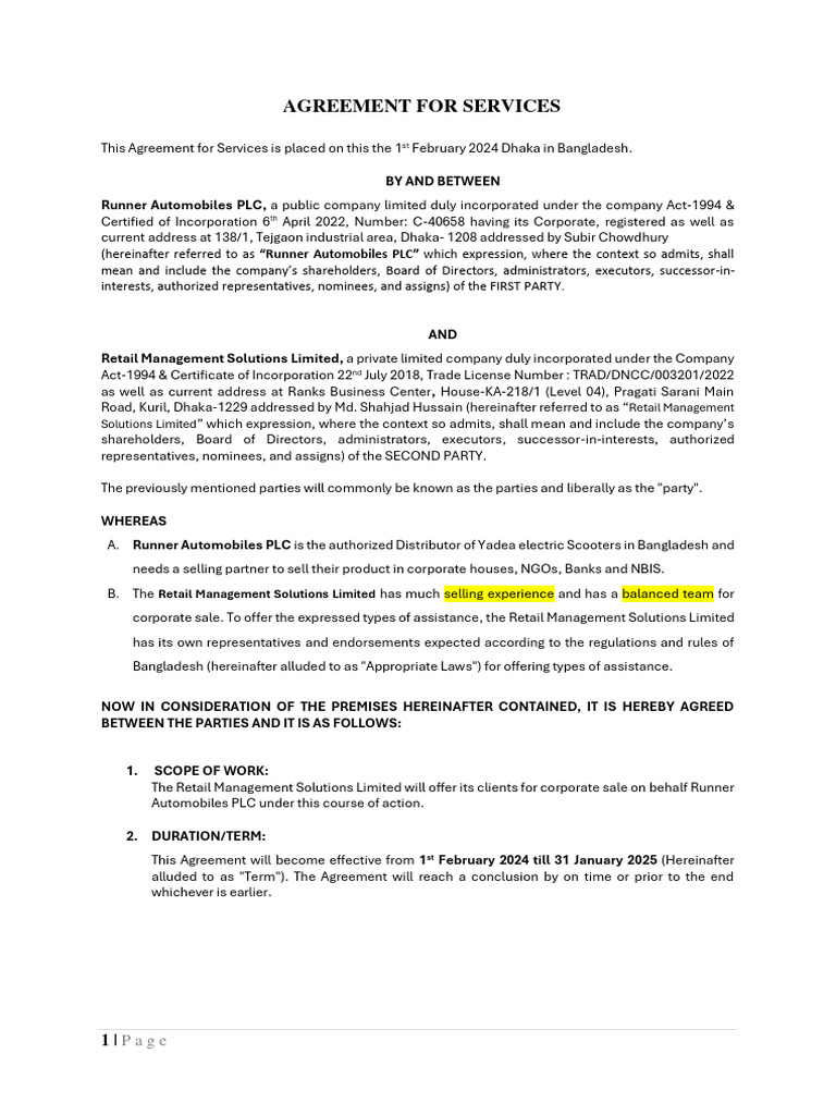 Runner Automobiles PLC and RMSL-2024 | PDF | Retail | Arbitration