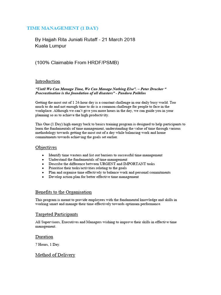 Effective Time Management Training | PDF | Time Management ...