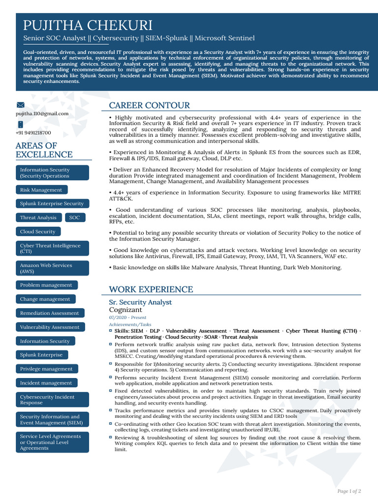 CV-SOC Experience | PDF | Security | Computer Security