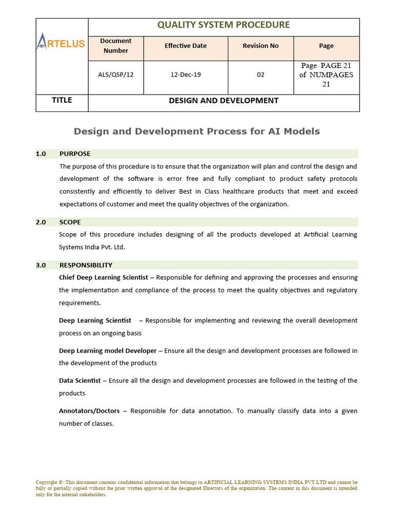 ALS - QSP - 12 Rev02 Design and Development | PDF | Verification And Validation | Quality Assurance