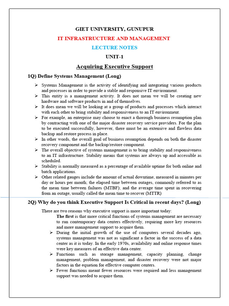 Unit 1 It Infrastructure | PDF | Systems Engineering | Information Technology