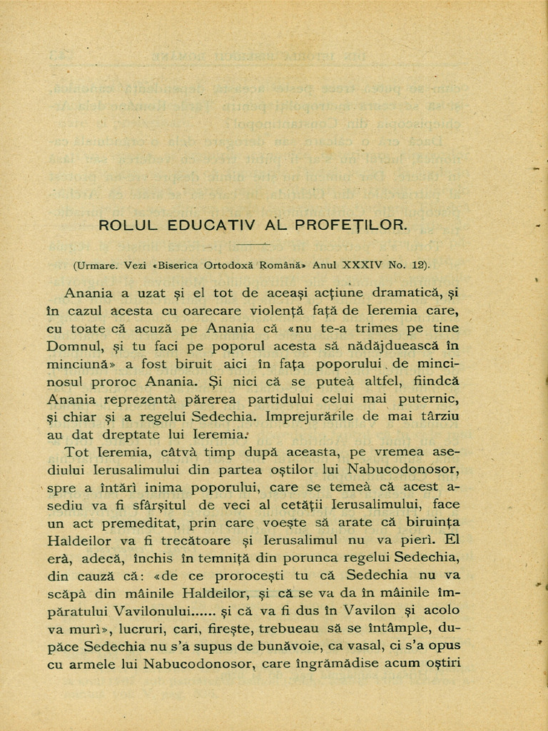 Bor 1911 - NR. - 1 - Rolul Educativ Al Profetilor | PDF