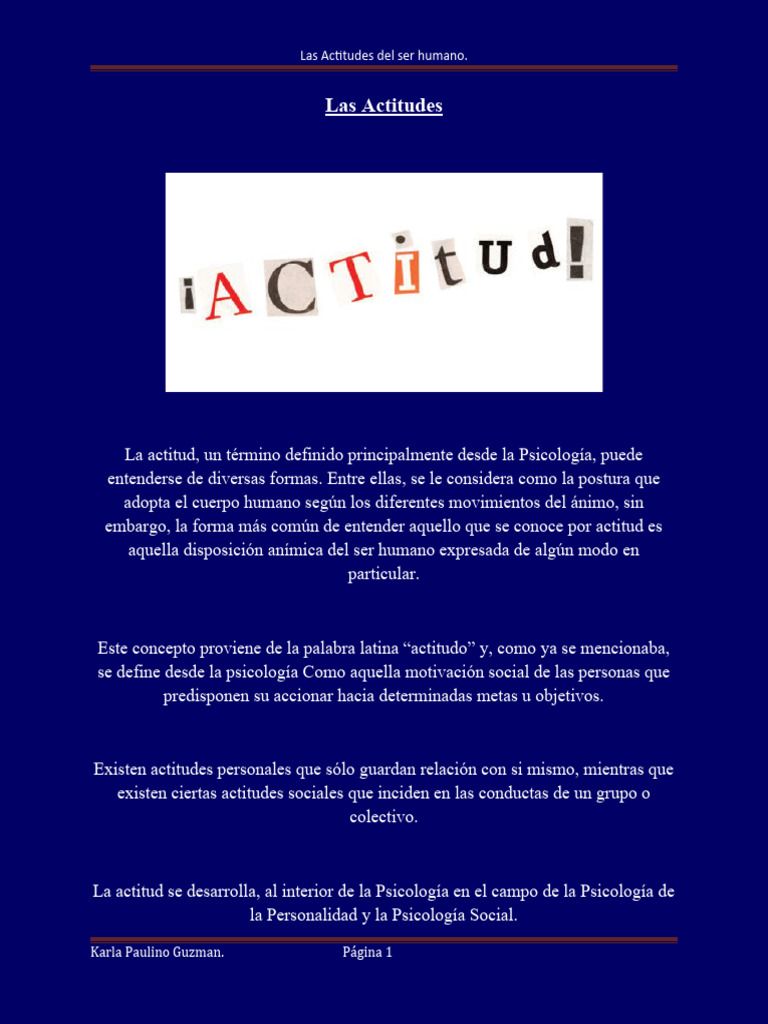 Las Actitudes | PDF | Actitud (psicología) | Sicología