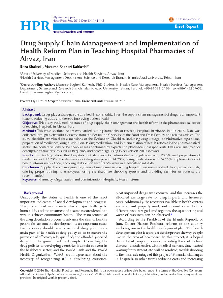 Drug Supply Chain Management and Implementation Of-1 | PDF | Pharmacy ...
