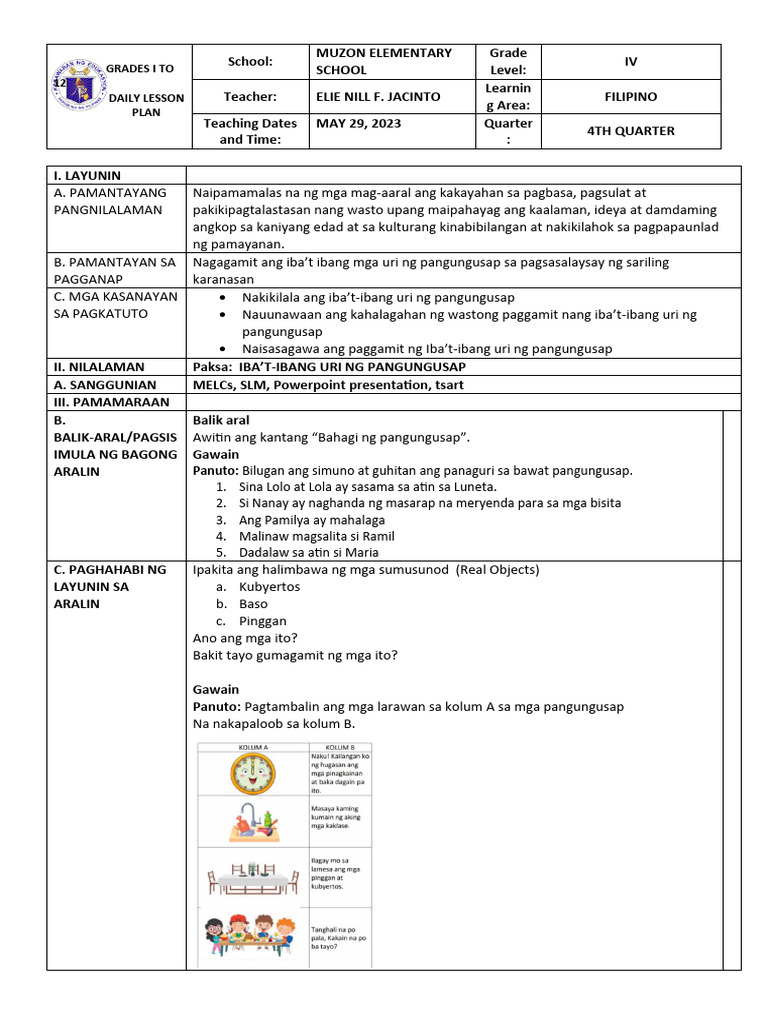 DLP For Co2 - Filipino | PDF