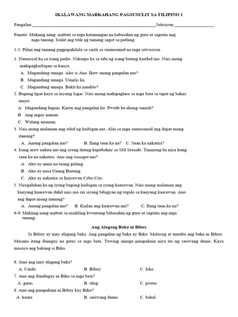 FILIPINO_2nd-Periodical-Test | PDF