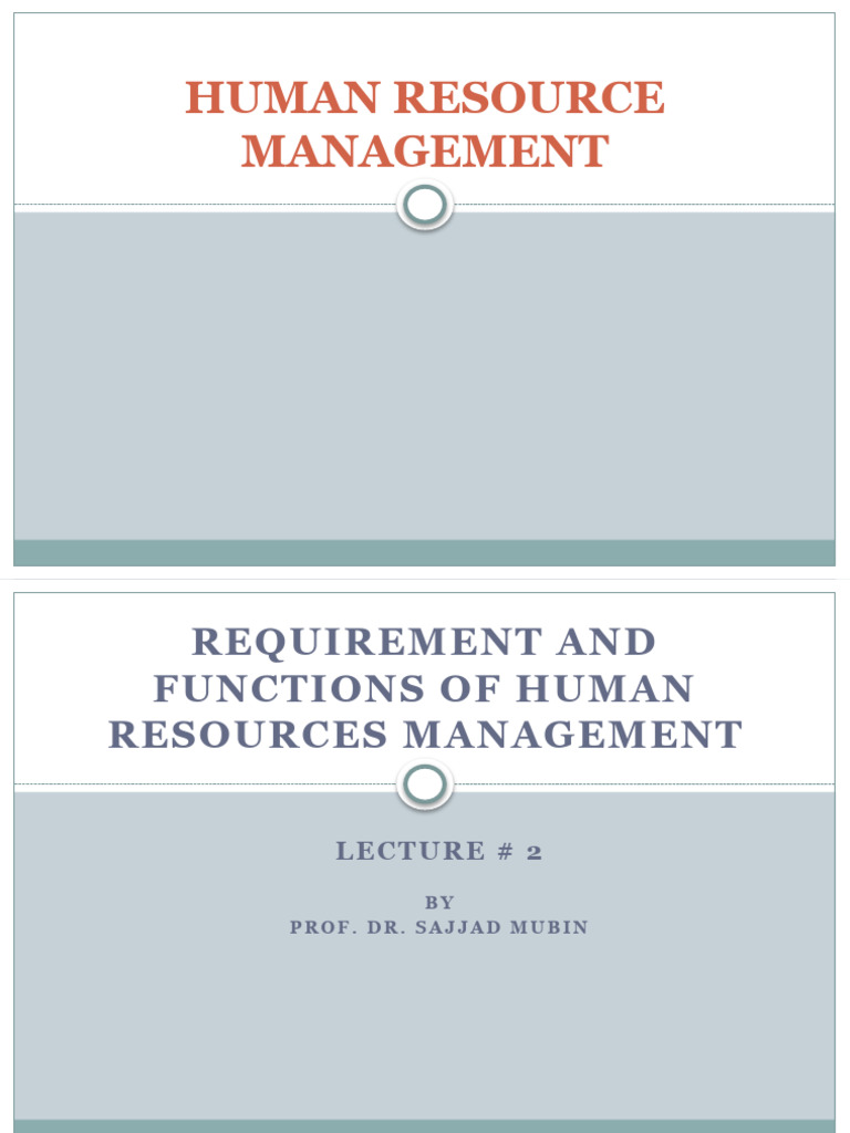 HRM - Lecture - 2 - Functions of HRM - Updated-2024 | PDF | Human Resource Management | Employment