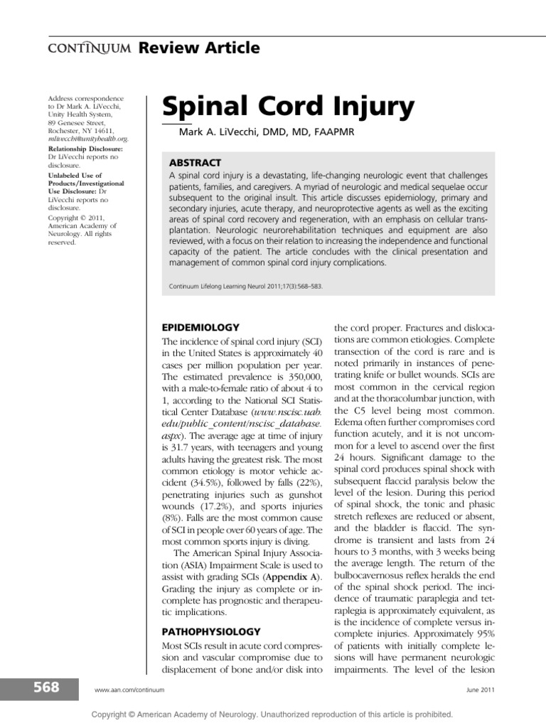 Spinal Cord Injury | PDF | Myelin | Spinal Cord Injury