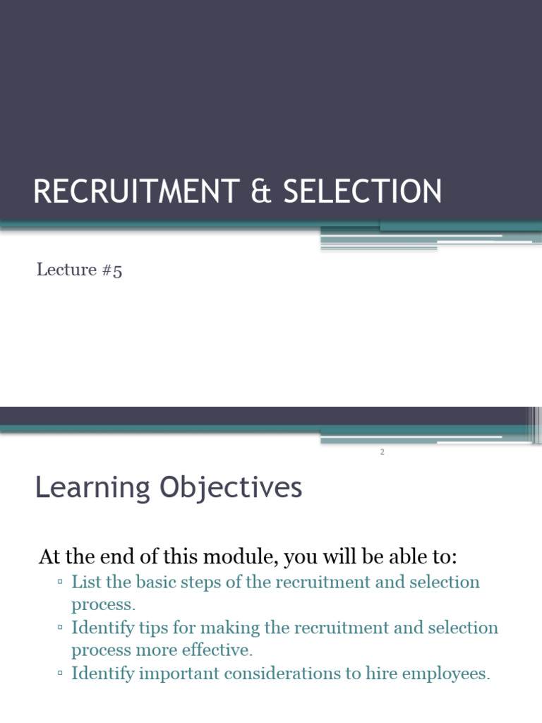 HRM - Lecture - 5 - Recruitment & Selection Process | PDF | Recruitment ...