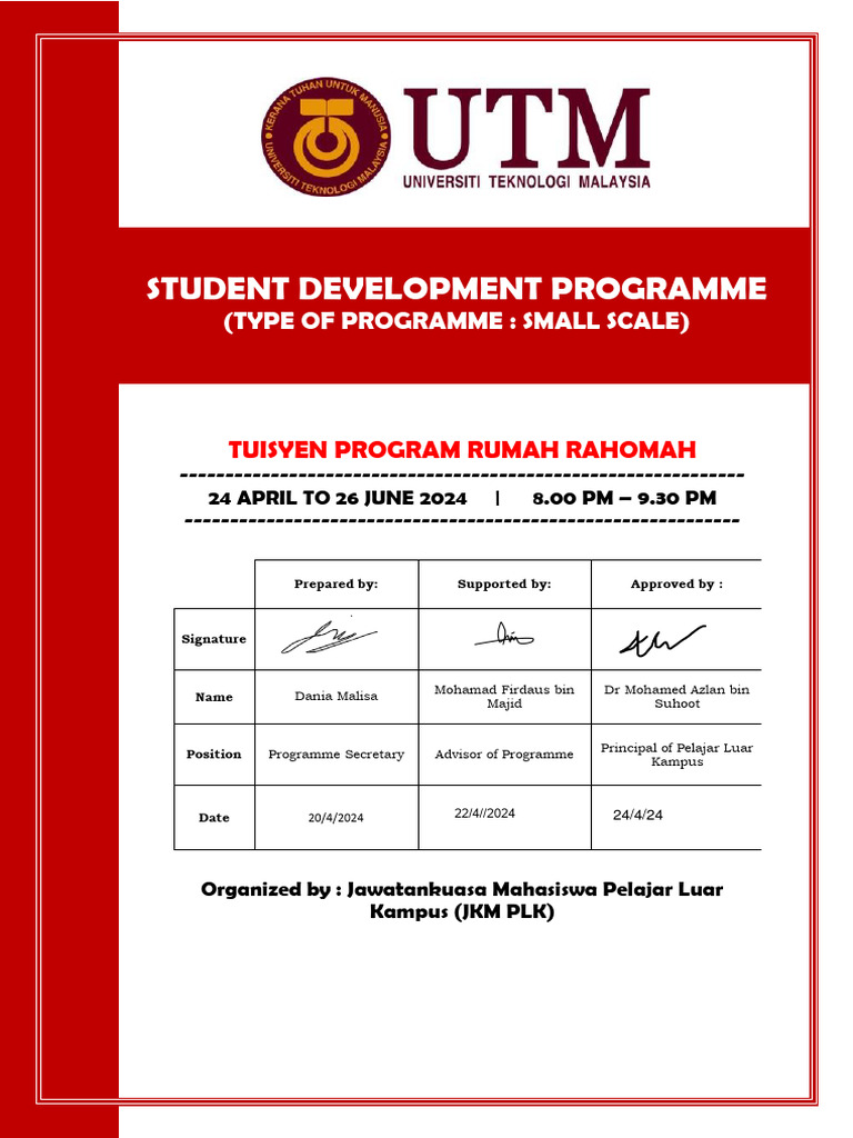 Kertas Kerja Student Development Program Updated | PDF