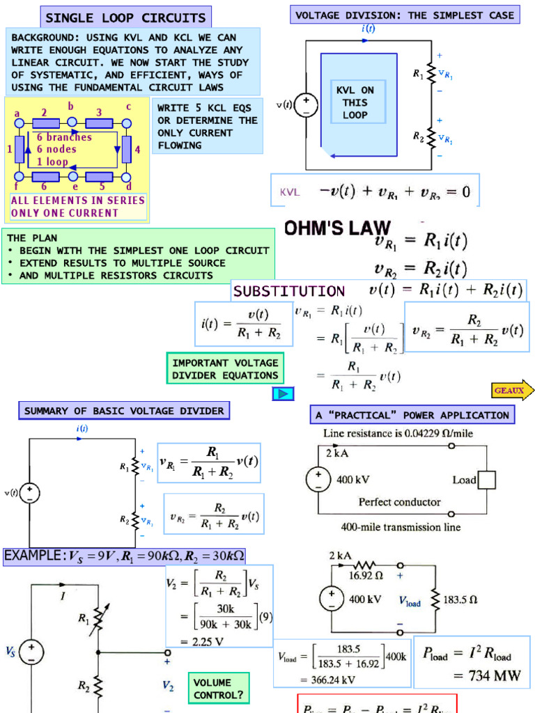 Single Loop Circuit Analysis Techniques | PDF | Electrical Network | Voltage