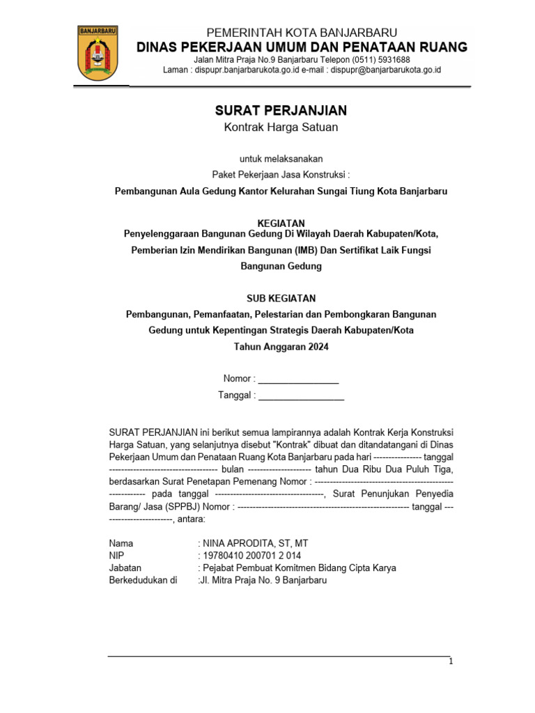 Draft Kontrak Aula | PDF