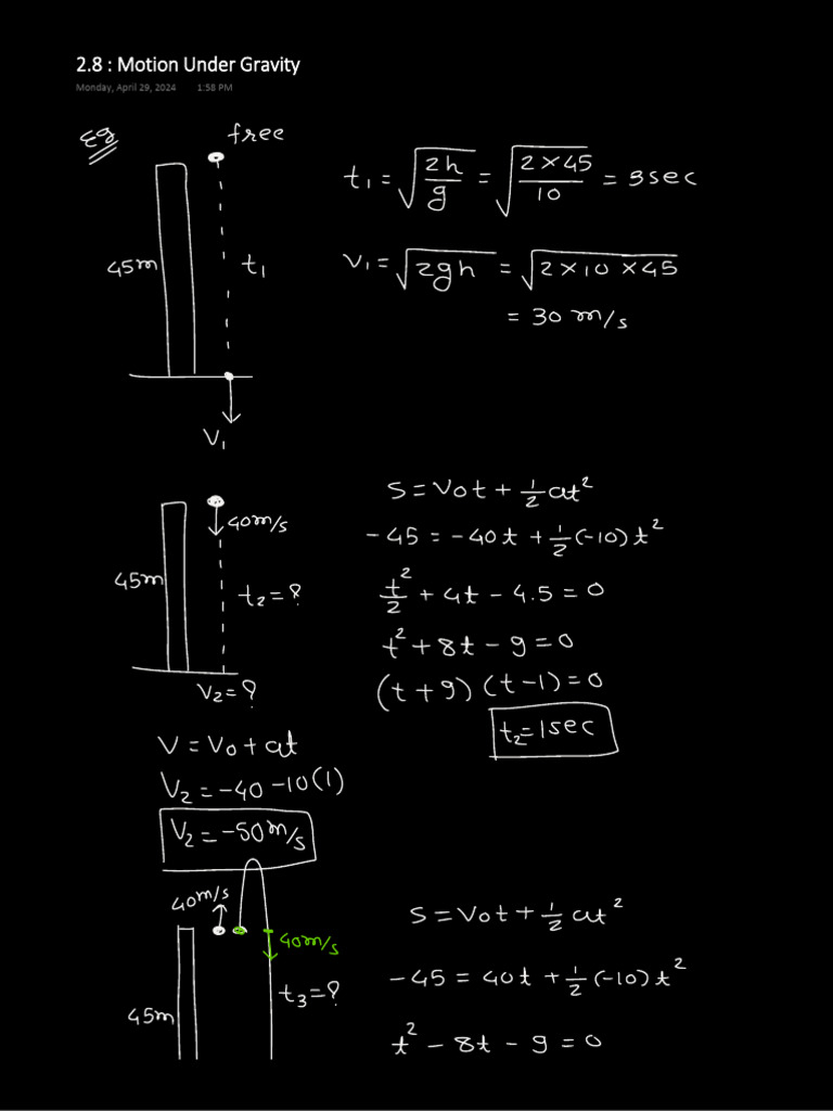 Motion Under Gravity Explained | PDF