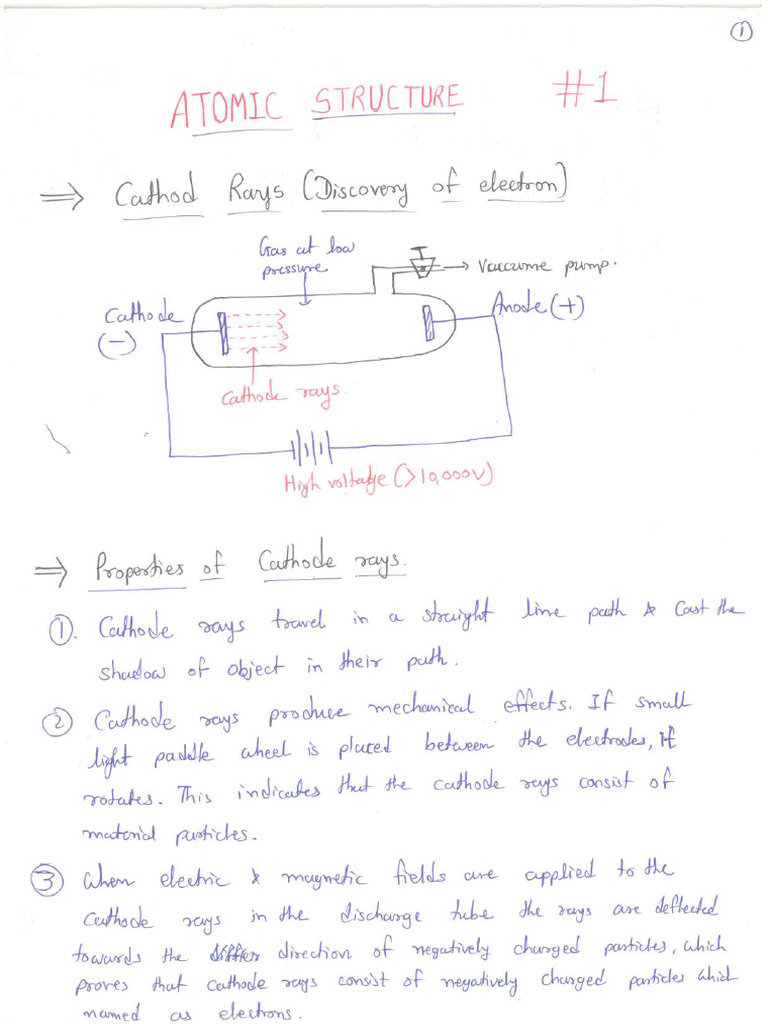 Atomic Structure Notes-1 | PDF