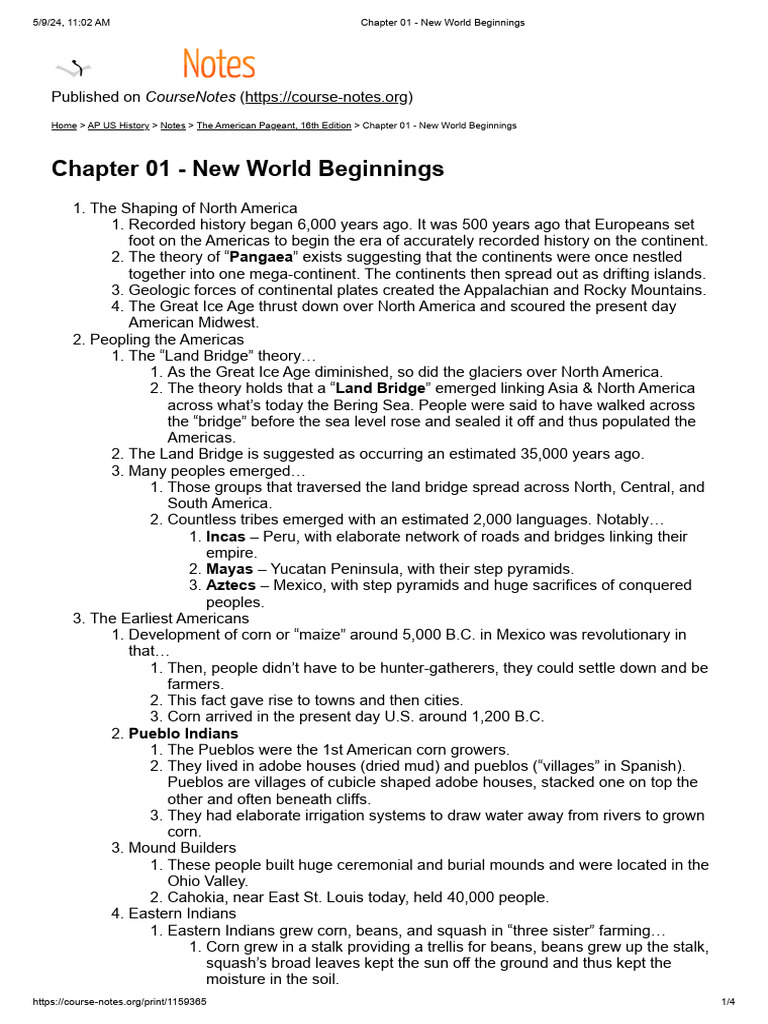 Chapter 01 - New World Beginnings | PDF | Conquistador | Spanish Empire