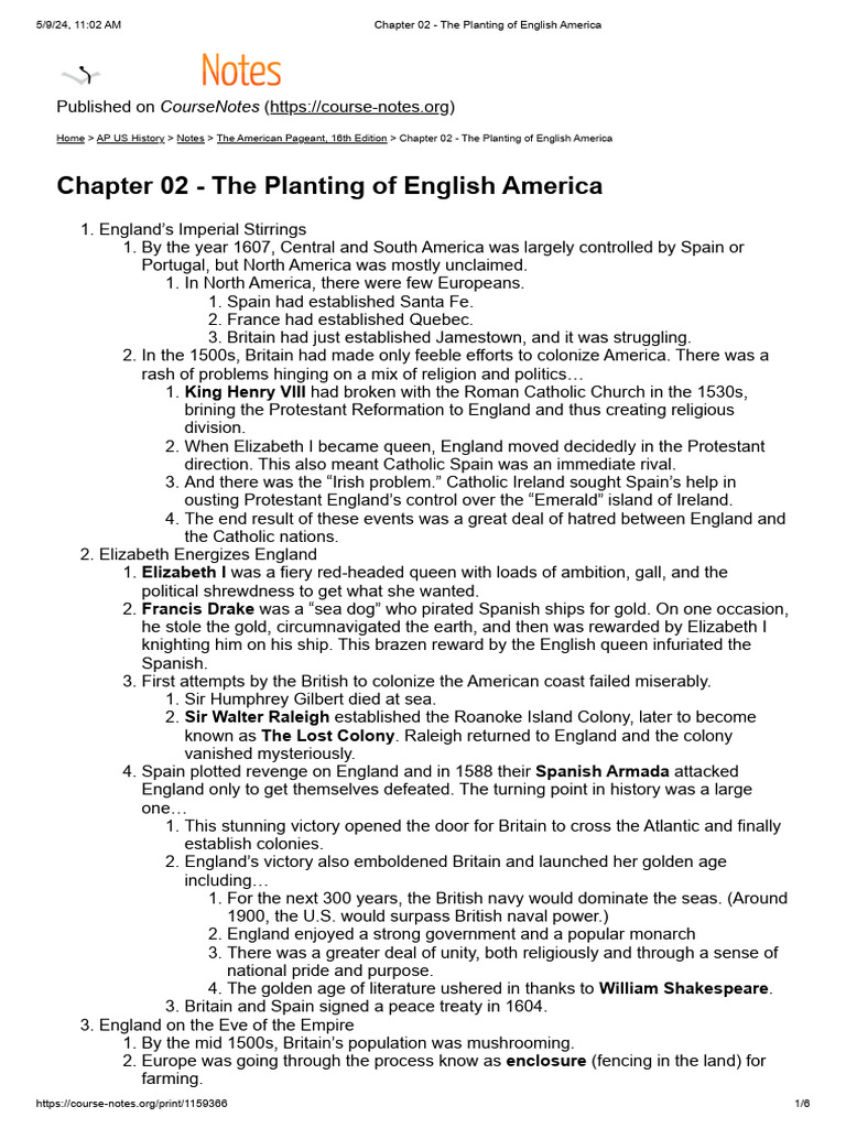 Chapter 02 - The Planting of English America | PDF | Iroquois