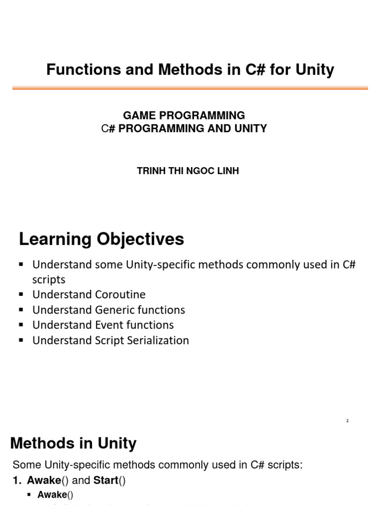 24 Functions And Methods In C For Unity Pdf Class Computer Programming Thread Computing 3845