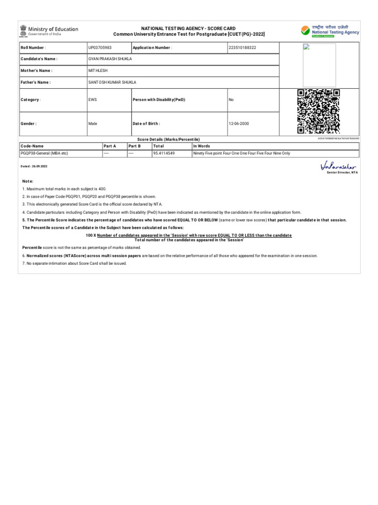 NTA Result | Download Free PDF | Tests