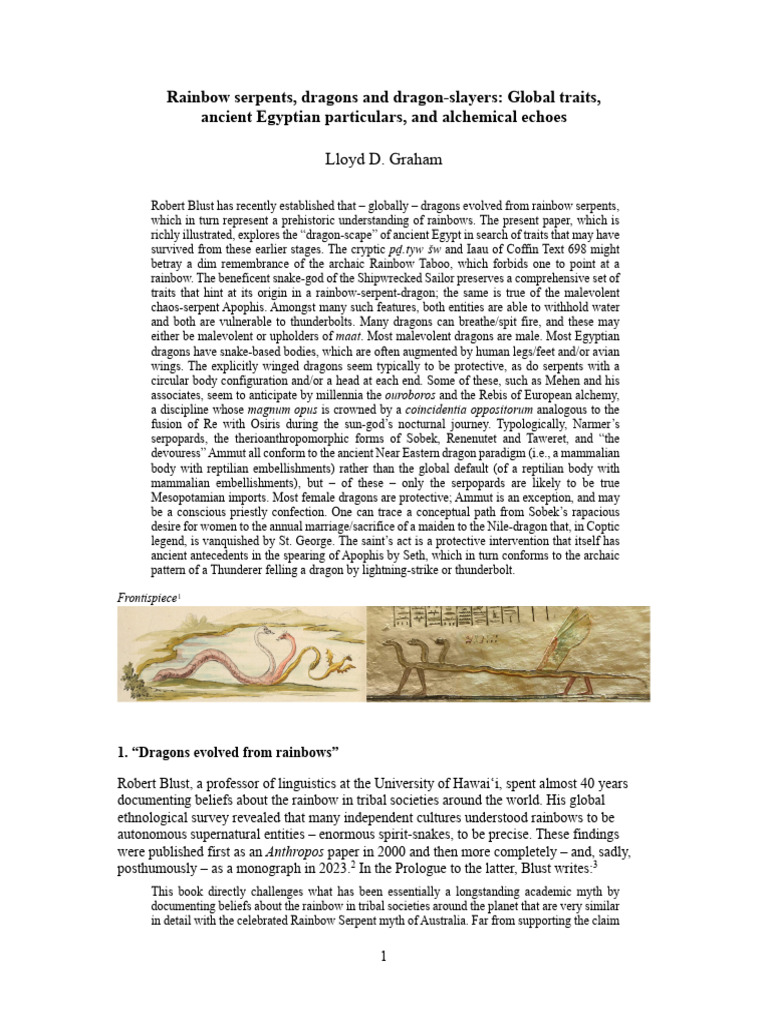 Rainbow Serpents, Dragons and Dragon-Slayers: Global Traits, Ancient ...