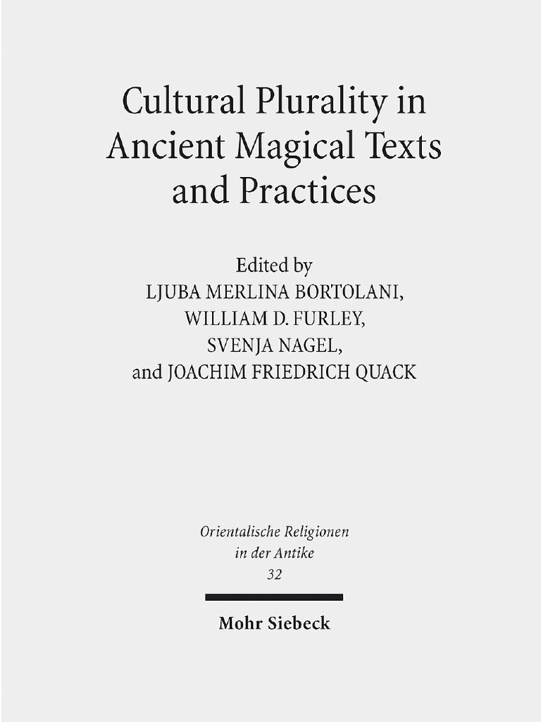 Cultural Plurality in Ancient Magical Texts and Practices Graeco ...