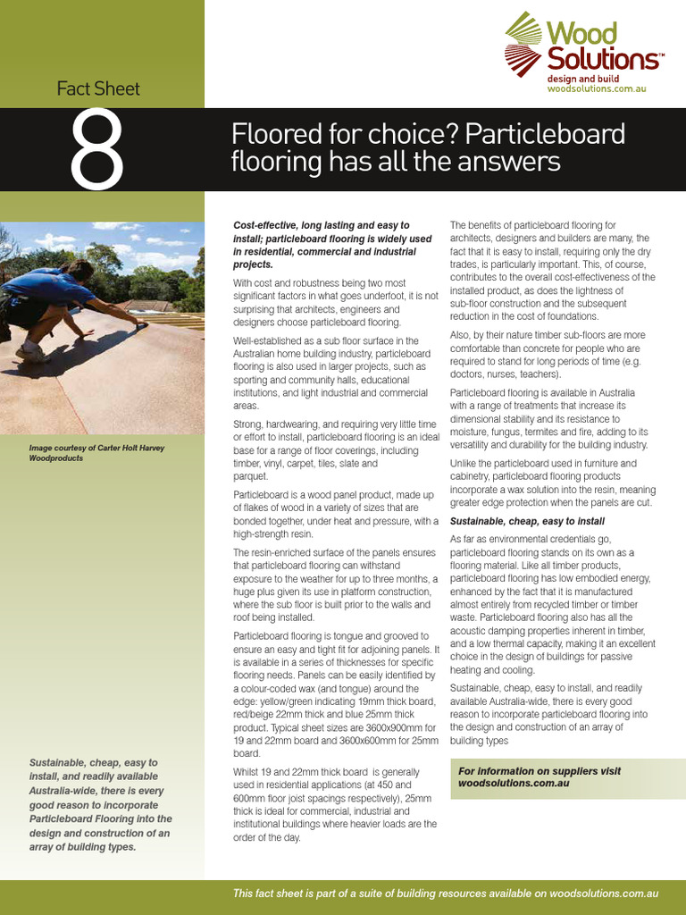 WS Fact Sheet 8 Particleboard Flooring | PDF | Flooring | Lumber
