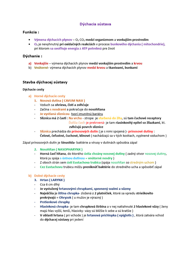 Dýchacia Sústava | PDF