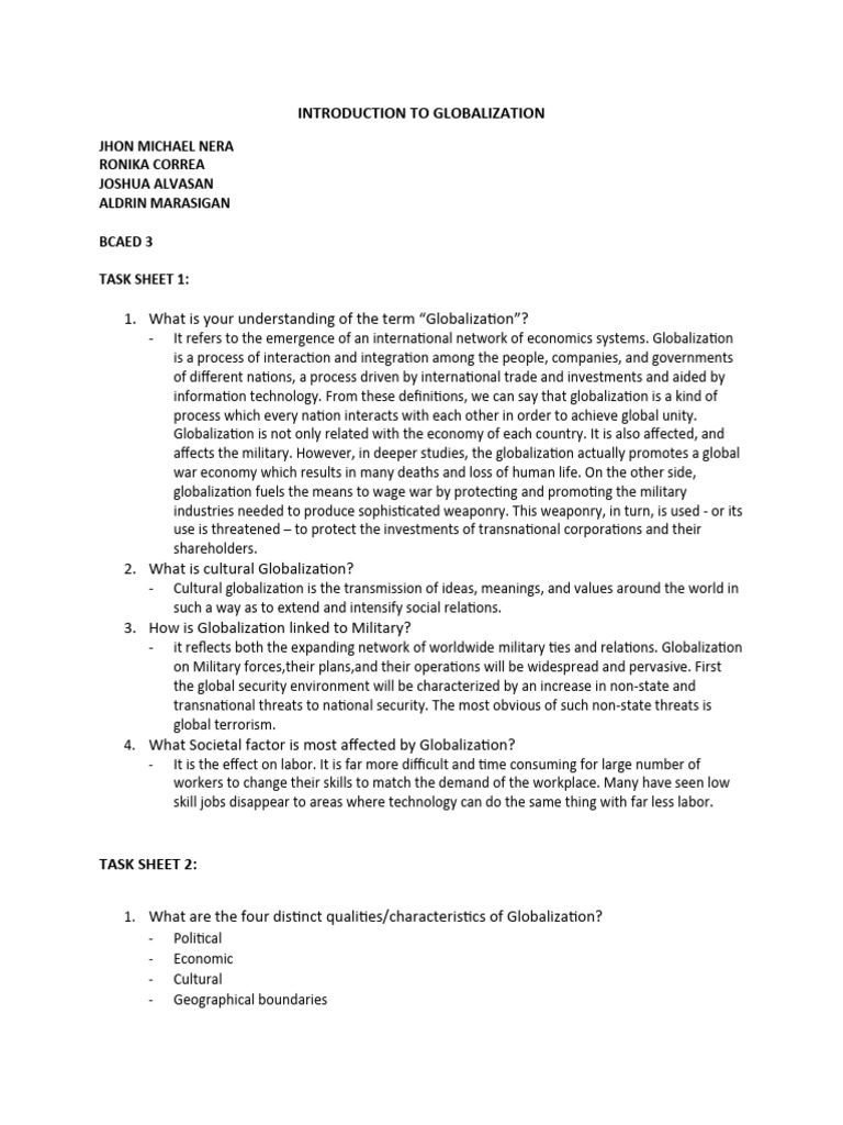TASK SHEET 1,2,3 Sir Ayala | PDF | Globalization | Ideologies