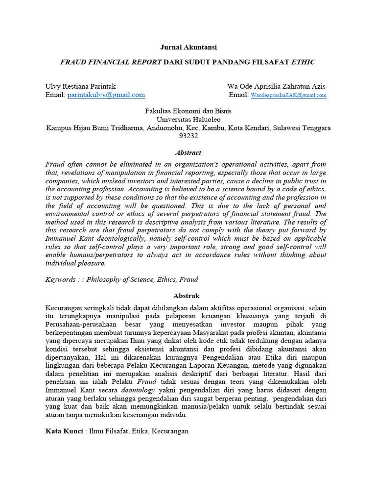 Contoh Jurnal Filsafat Fraud Financial Report Dari Sudut Pandang ...