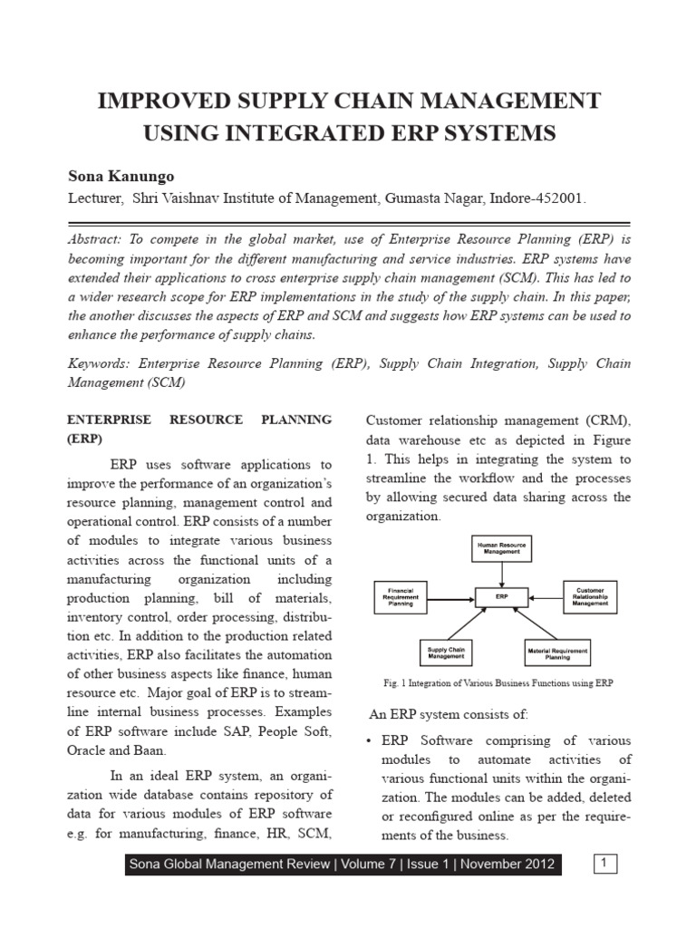 Improved Supply Chain Management Using Integrated Erp System | PDF | Enterprise Resource ...