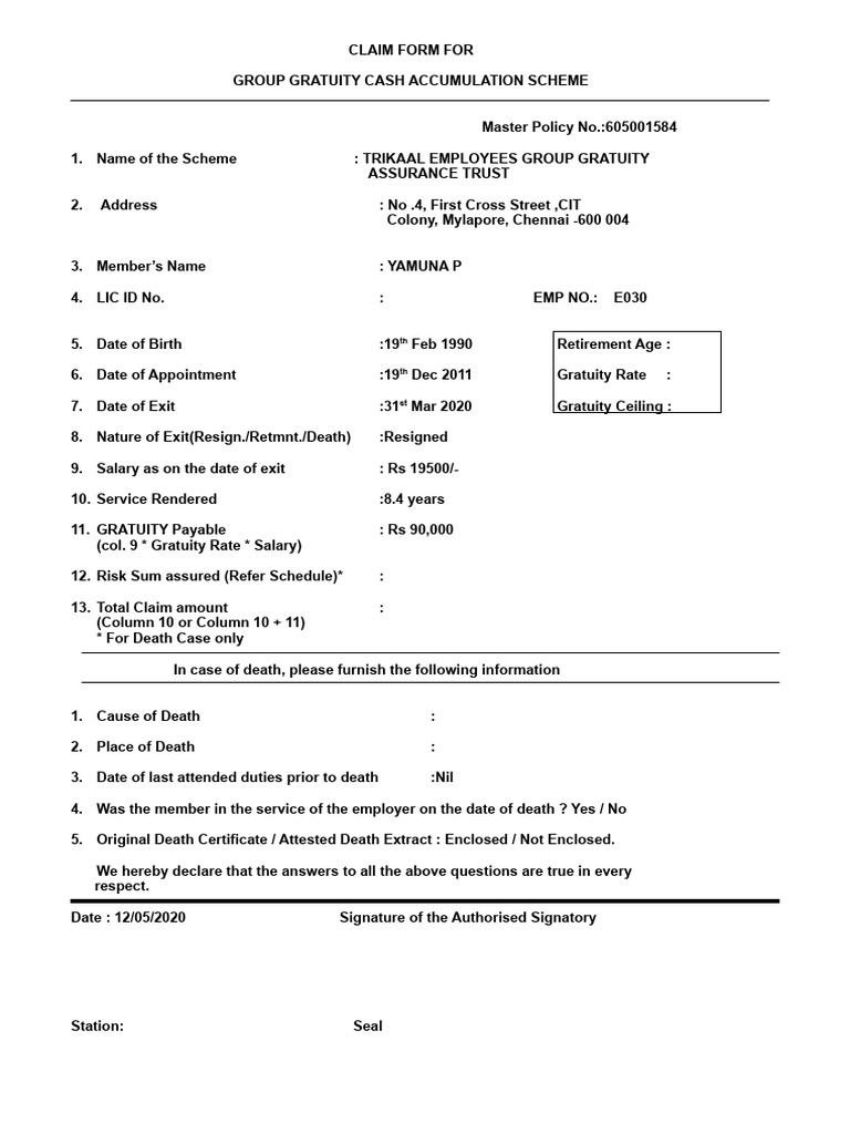 claim-form GGCA | PDF | Life Insurance | Personal Finance