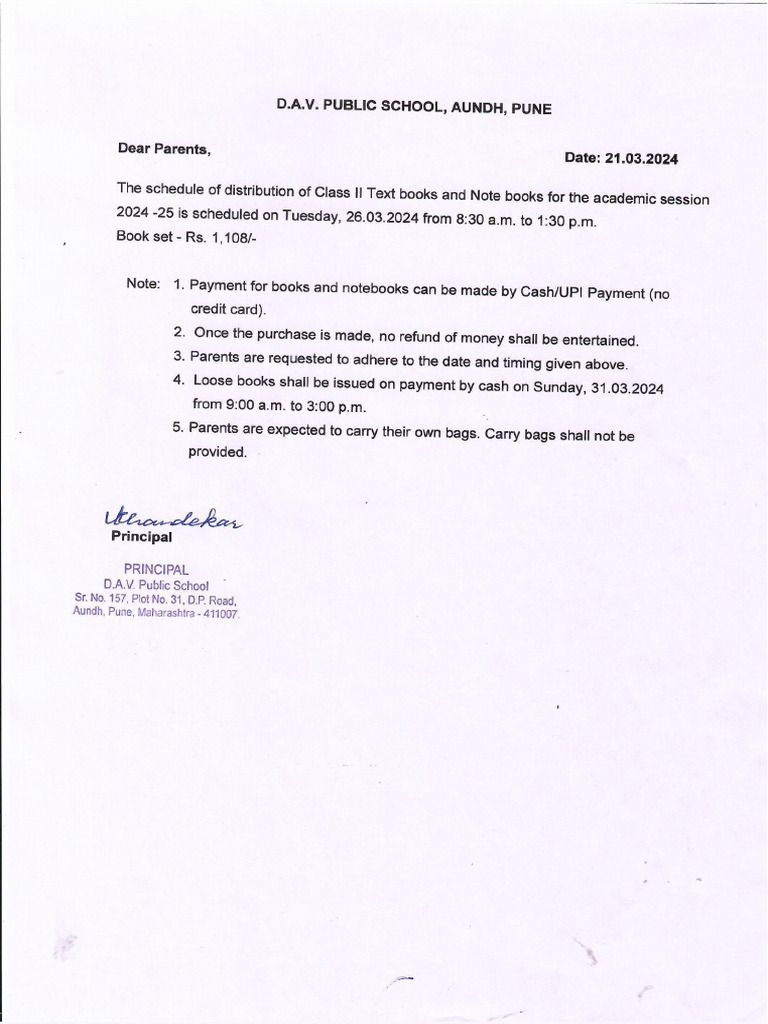 Book Distribution Circular for Std II | PDF