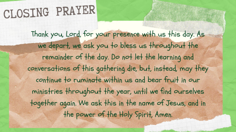 Sample Closing Prayer | PDF | Language Arts & Discipline