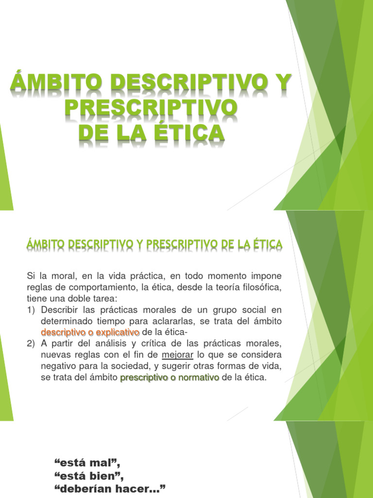 Ética: Descriptiva y Prescriptiva | PDF | Moralidad | Educación en ...