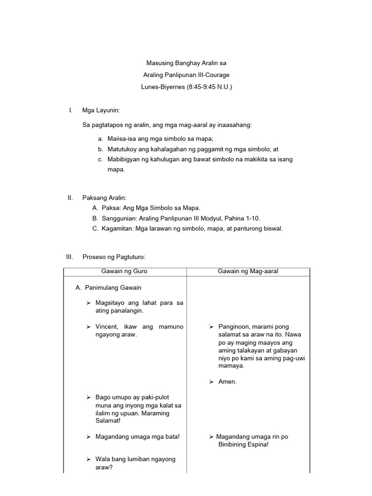 Masusing Banghay Aralin Sa Araling Panlipunan | PDF