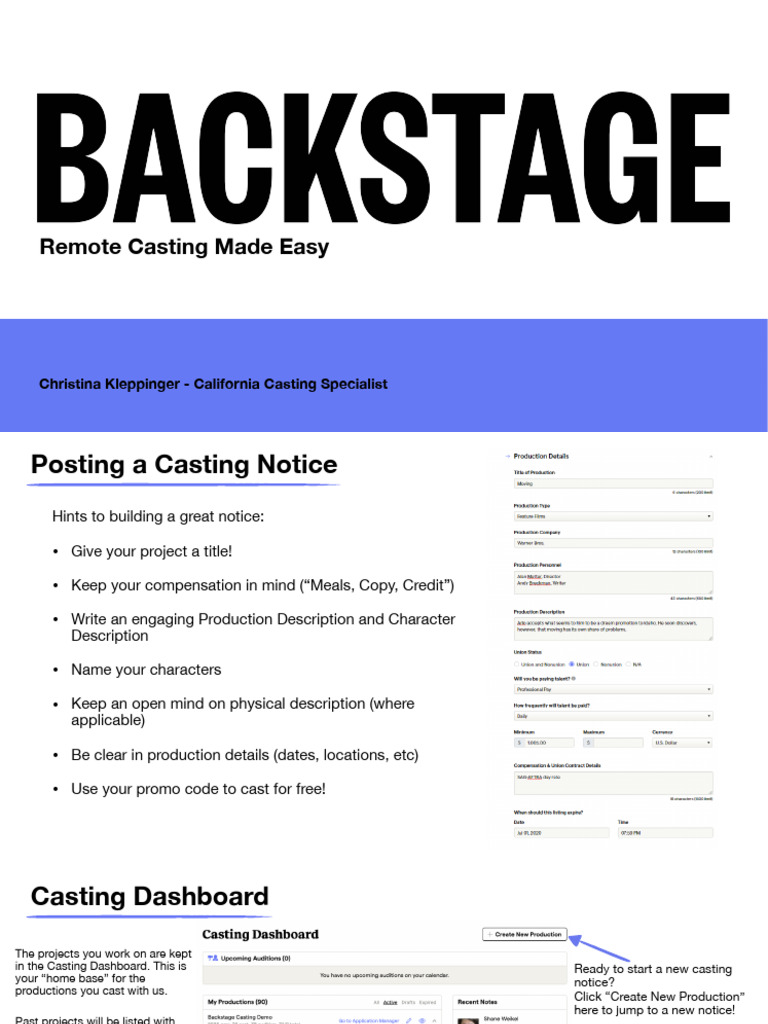 Casting With Backstage - CSUEA | PDF | Voice Acting | Audition
