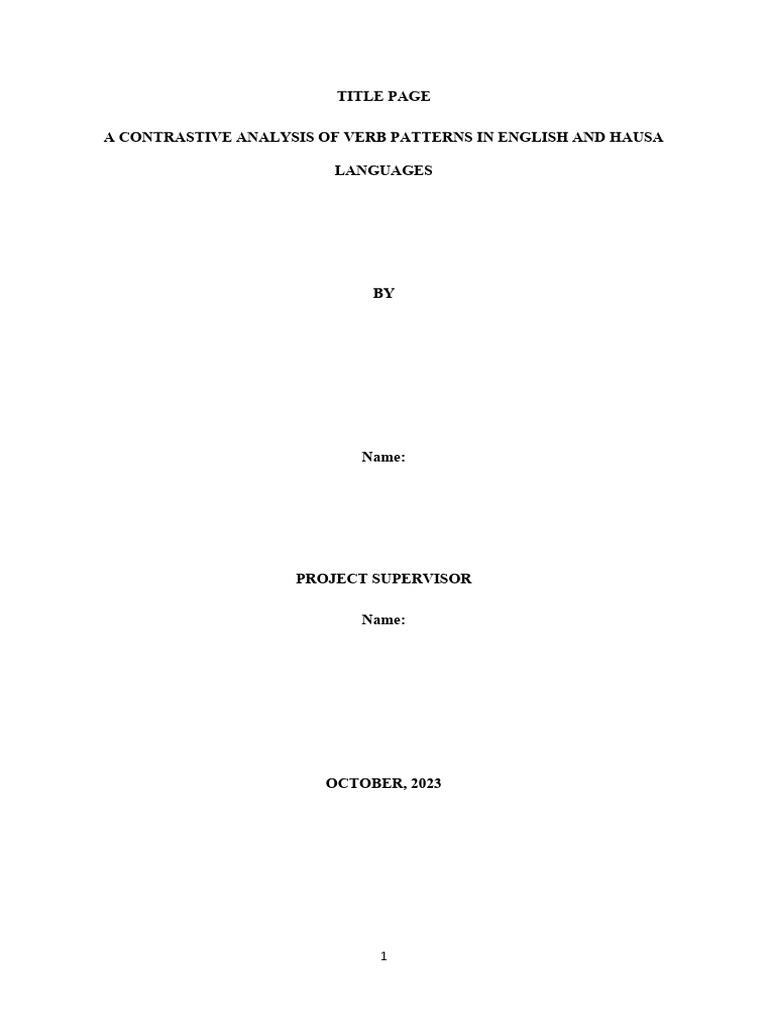 A Contrastive Analysis of Verb Patterns in English and Hausa Languages ...