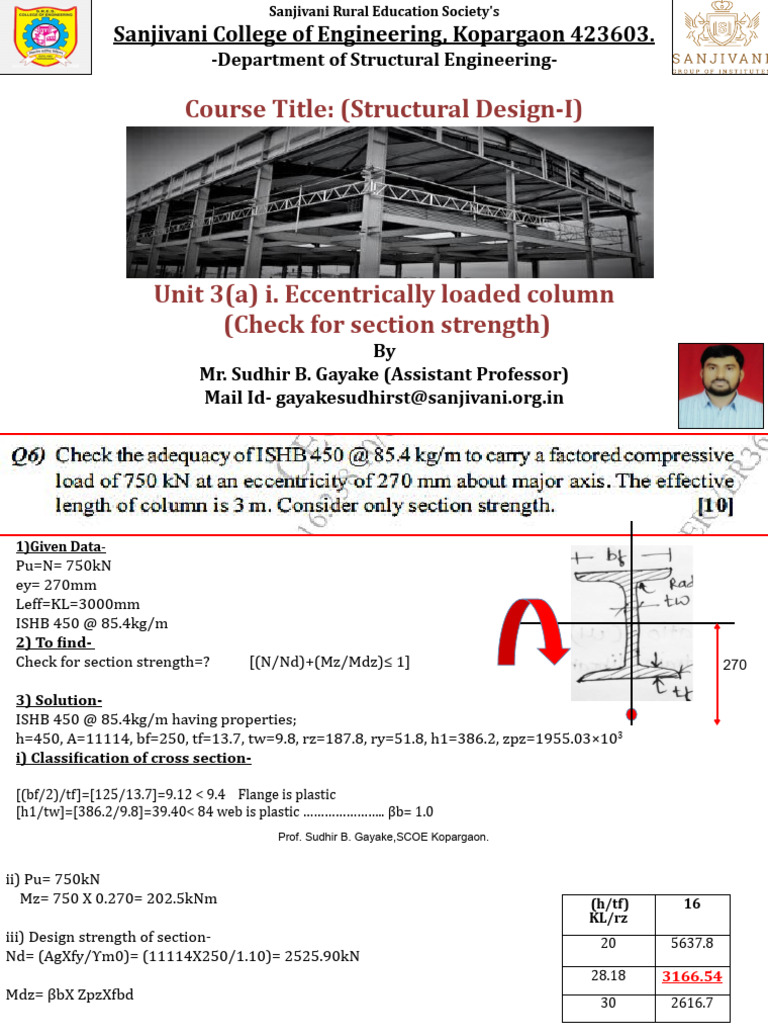 3a - Column Subjected To Bending - Numerical | PDF | Engineering