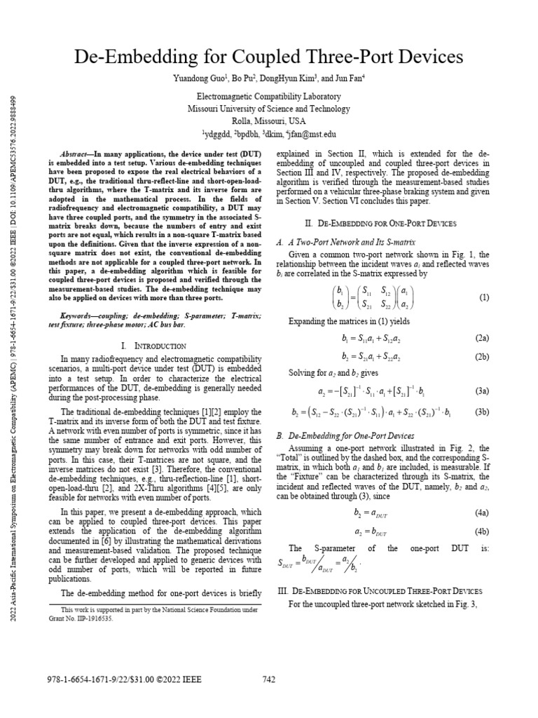 De-Embedding For Coupled Three-Port Devices | PDF | Computer Engineering | Electronic Engineering