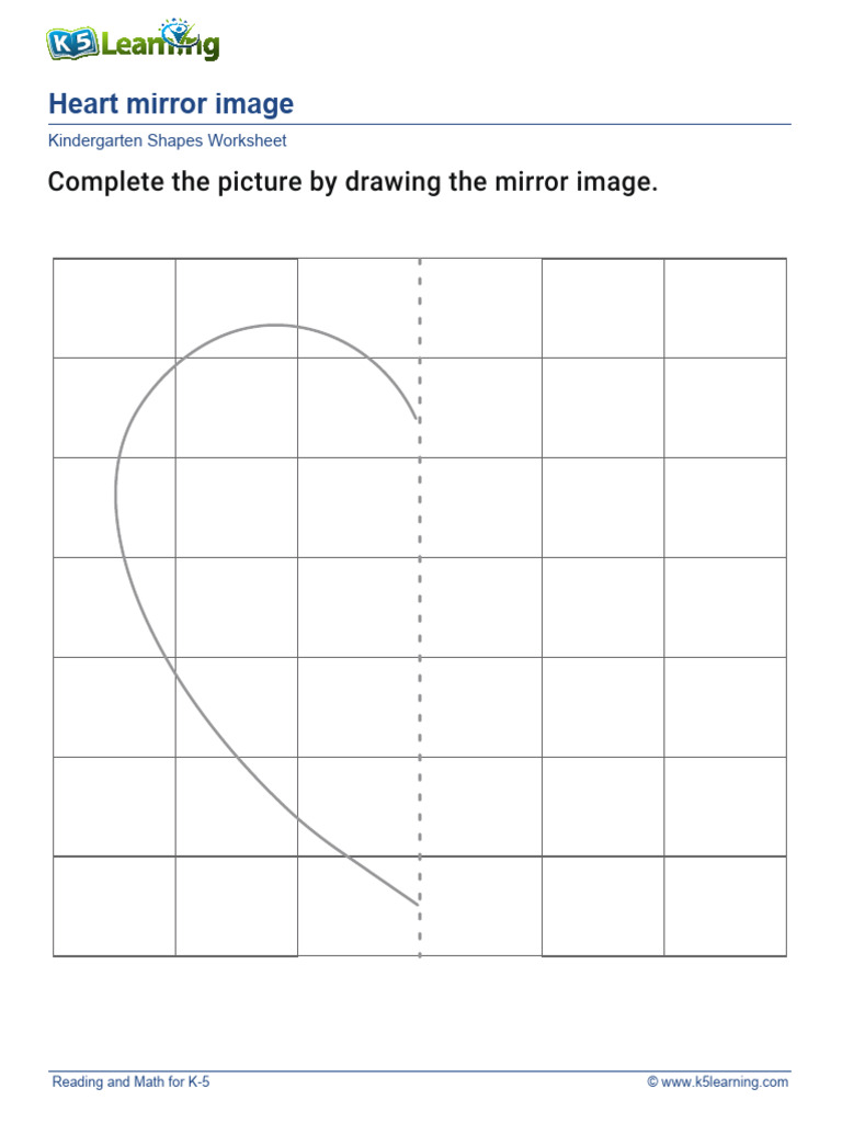 Heart Mirror Image Worksheet for Kids | PDF