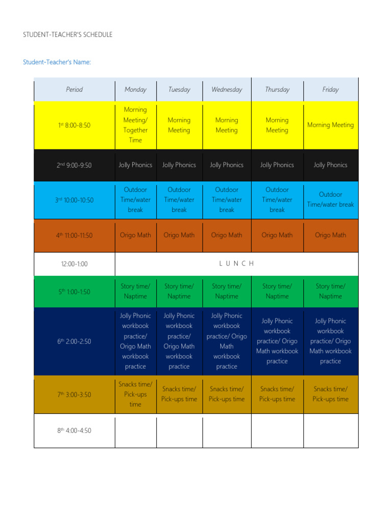 student-teachers schedule | PDF