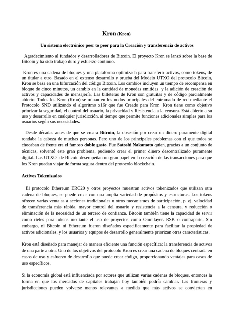 Kron Esp | PDF | Bitcoin | Criptomoneda