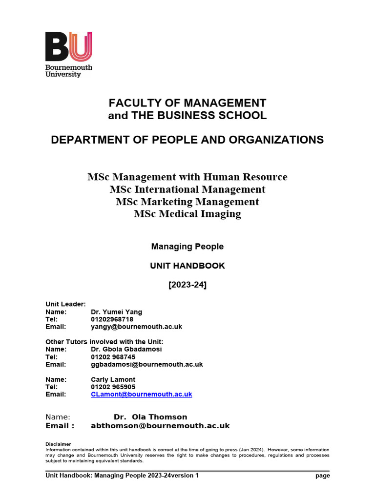 Managing People Handbook | PDF | Theory | Analysis