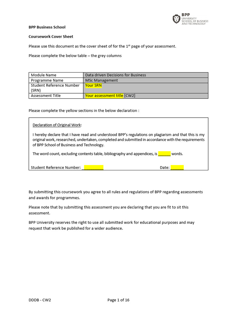 EE SIGN OFF - Summative Assessment Brief DDDB - CW2 AJW 1402241 | PDF | Insurance | Data Analysis