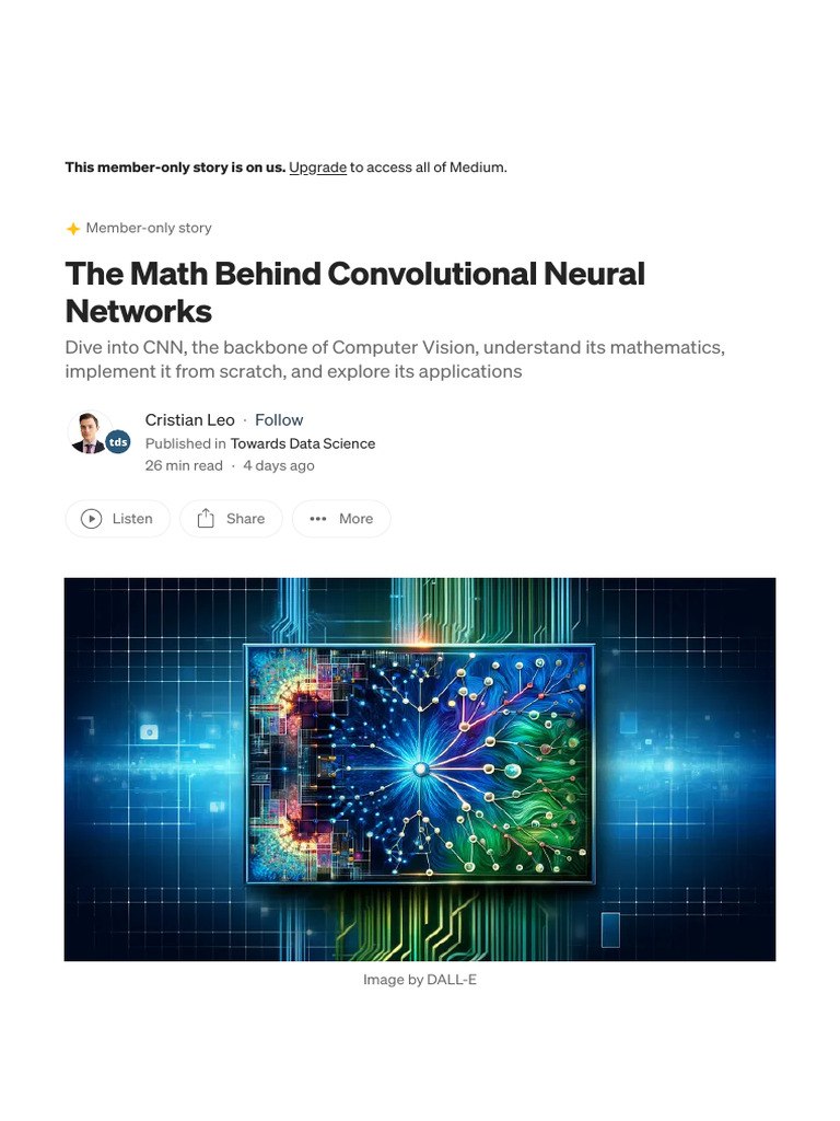 The Math Behind Convolutional Neural Networks Towards Data Science Pdf Artificial Neural