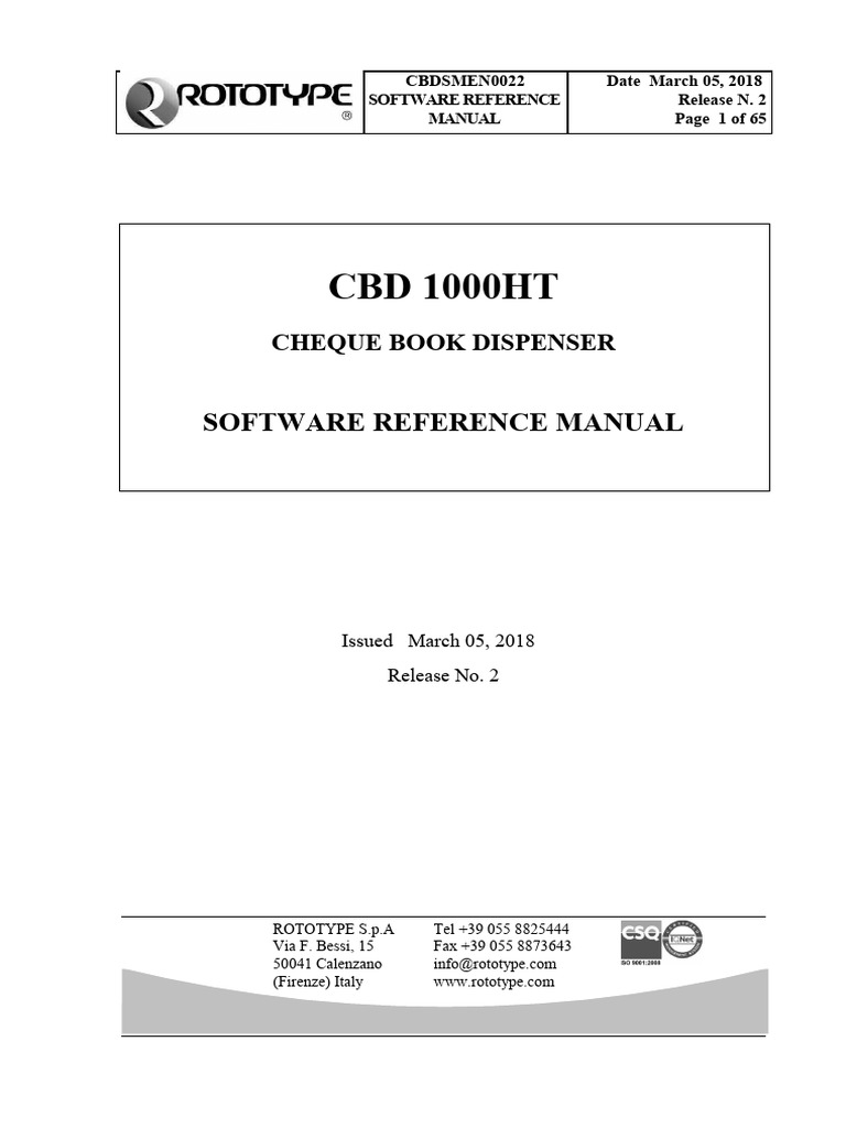 CBD 1000 HT Software Reference Manual (CBDSMEN0022) | PDF | Computer ...