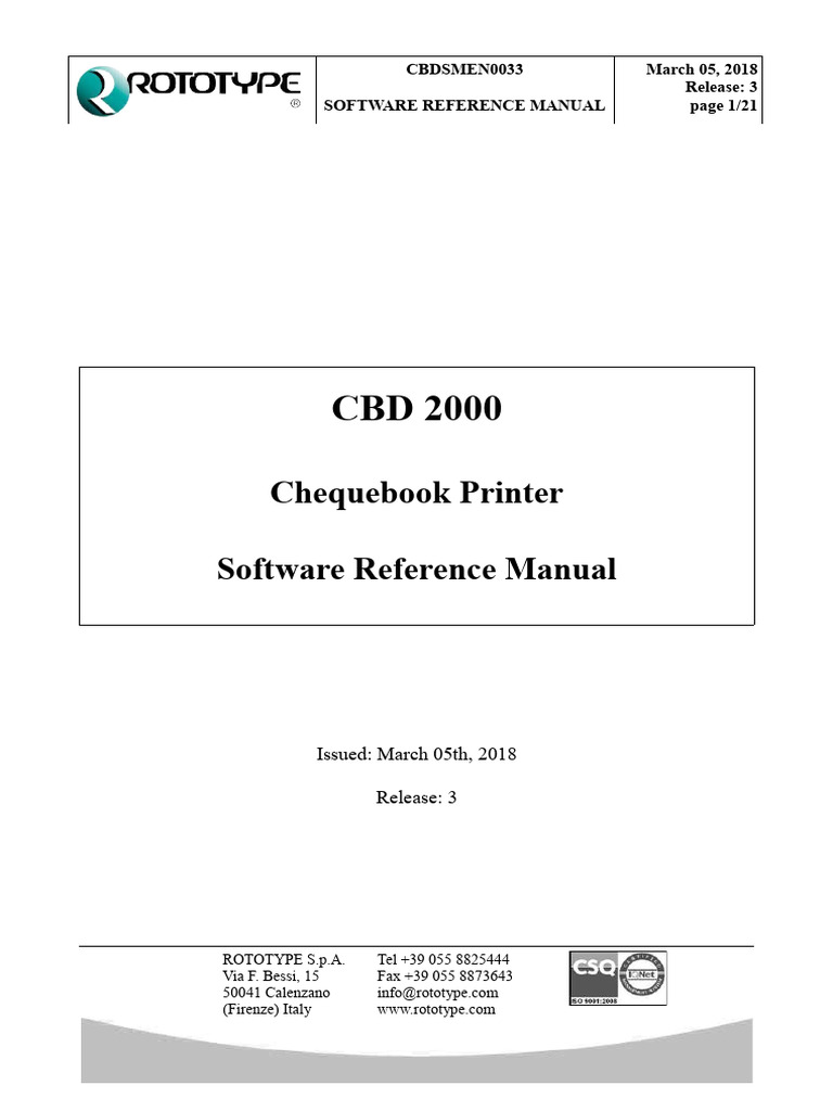 CBD 2000 Software Reference Manual (CBDSMEN0033) | PDF | Qr Code | Image Scanner