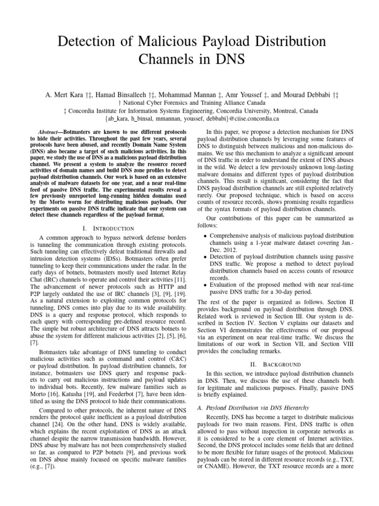 Detection of Malicious Payload Distribut | PDF | Domain Name System ...