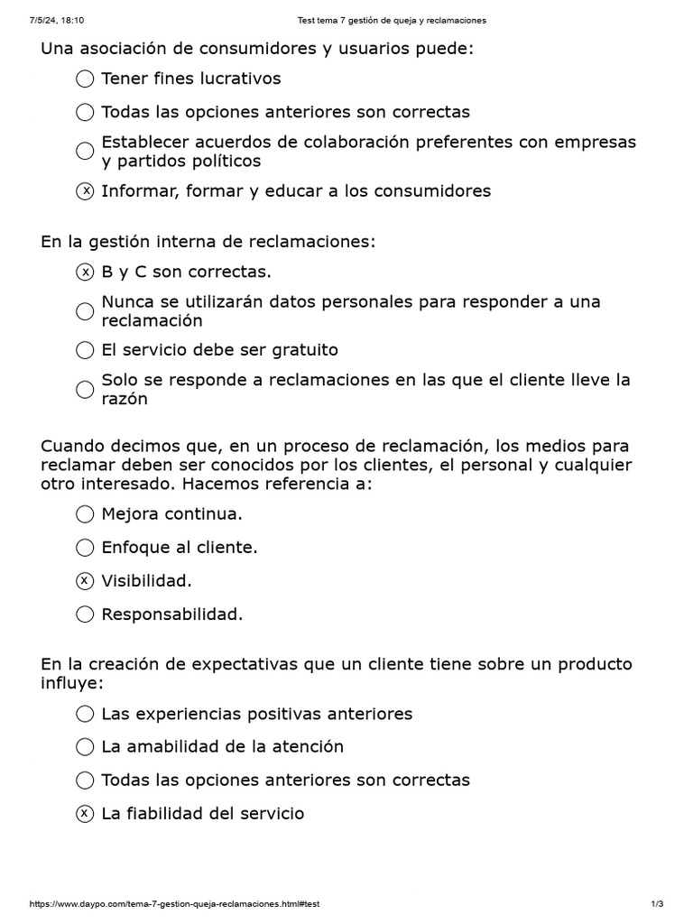 Examen tipo test 1 | PDF | Los consumidores