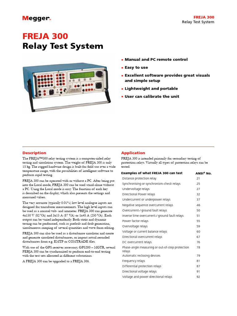 FREJA 300 Relay Test System | Download Free PDF | Relay | Transformer